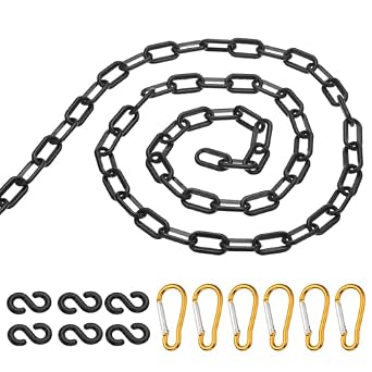 PATIKIL 20Ft Plastic Chain Barrier, Safety Link Chain with 6 S-Hooks ...