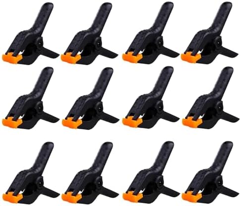 12 Pack 4.5 inch Plastic Spring Clamps, Black Heavy Duty Spring Clips ...