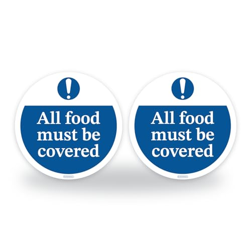 Set of 2 All food must be covered Kitchen Signs - LAMINATED 95mm ...