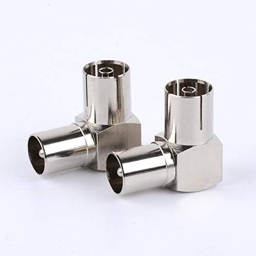 2 Pack TV PAL Female to Male Coaxial Connector,RF Right Angle Adapter ...