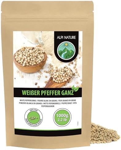 Alpi Nature Witte Peper 1kg, Hele Peperkorrels, Hele Witte Peperkorrels ...