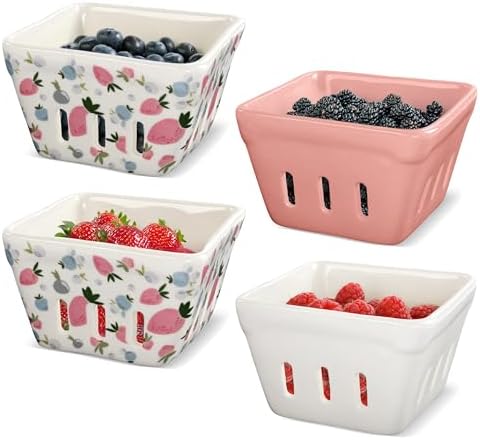 Amazon.com: ZEAYEA Set of 4 Berry Basket, Melamine Berry Bowl With ...