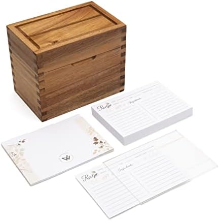 Amazon.com: Bamboo Recipe Box with Cards and Dividers - Elegant Recipe ...
