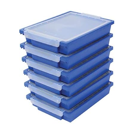 Gratnells Shallow trays - Set of six plastic storage boxes with lids ...