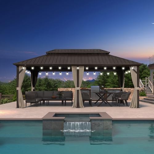 Amazon.com : PURPLE LEAF 12’ X 20' Hardtop Gazebo Outdoor Gazebos Metal ...