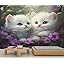 Niedliche weiße Kätzchen, Wandbild, Cartoon-Katzen-Wandbild, Cartoon ...