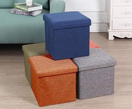 VIPREKHO Linen Cube Shape Sitting Stool With Storage Box Living ...