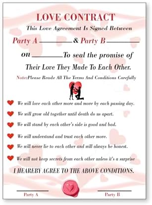 SIGN EVER Love Contract Agreement Valentines Day, Anniversary, Wedding ...