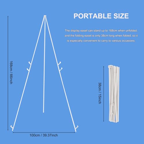 168cm/66″ White Easel Stand, Foldable High Easel Stand for Display ...