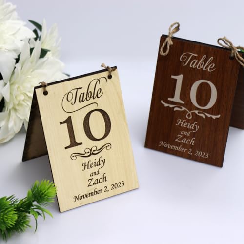 Amazon.com: Custom Handcrafted Wooden Table Signs for Weddings & Events ...