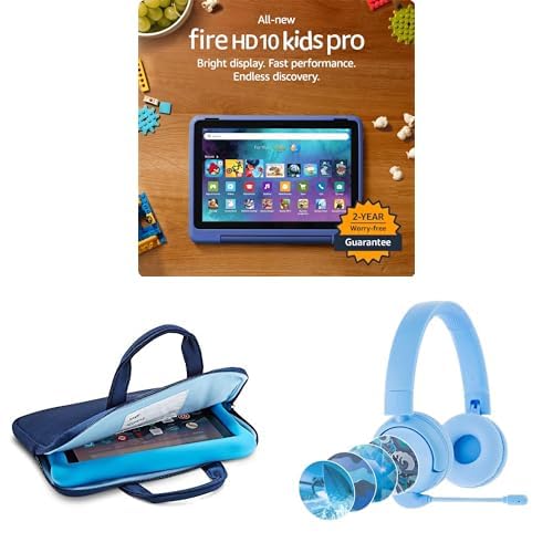 Fire HD 10 Kids Pro Tablet (32GB, Nebula) Travel Bundle with Sleeve and ...
