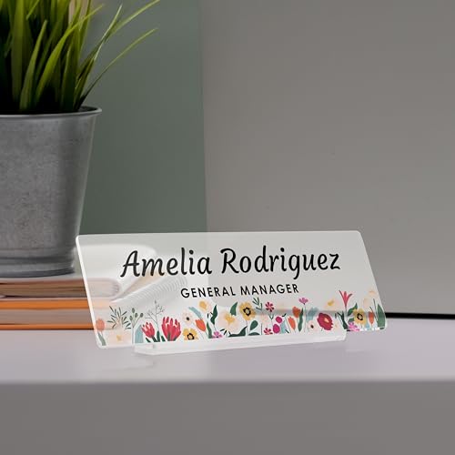 Amazon.com: Desk Name Plate Personalized, Custom Acrylic Office Name ...