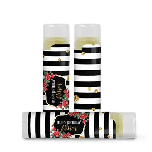 Amazon.com: Stripes and Roses Birthday Lip Balm Favor Labels : Handmade ...