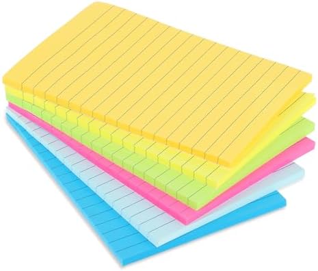 Amazon.com : Dimeho 6 Pack Lined Sticky Notes 4X6 Inch Ruled Colorful ...