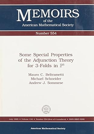Amazon.com: Some Special Properties of the Adjunction Theory for 3 ...