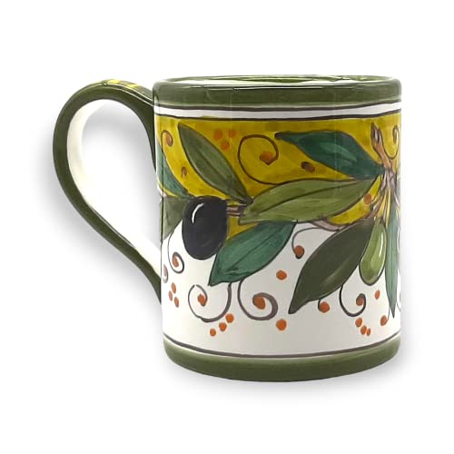 Amazon.com: Italian Ceramic Coffee Mug Olive Green - 11 oz Hand Painted ...