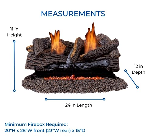 Duluth Forge Ventless Natural Gas Log Set - 24 in. Stacked Oak, 33,000 ...