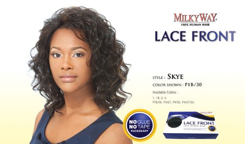 Amazon.com : Milky Way 100% Human Hair Lace Front Wig - SKYE - 1B ...