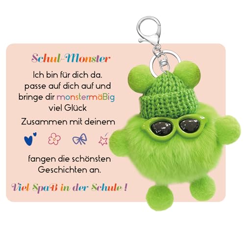 Geschenk Einschulung Schul Monster Plüsch, Einschulung Schlüsselanhänger, Glücksbringer Schule ...