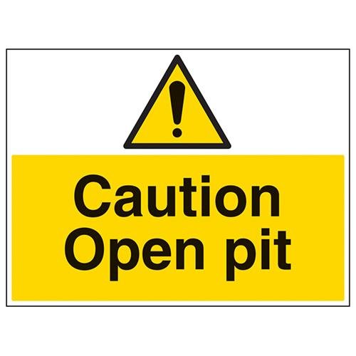 VSafety Caution, Open Pit Warning Sign – Landscape – 600mm x 450mm ...