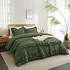 Amazon.com: Queen Comforter Set Olive Green Comforter Ruffle Bedding ...