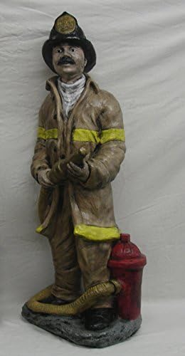 Amazon.com : SVJ Creative Designs 33" Tall Fireman Concrete Statue in ...