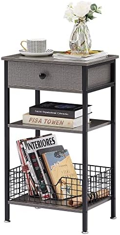 Amazon.com: VECELO Tall End Side Table,Nightstand with U-Shape Storage ...