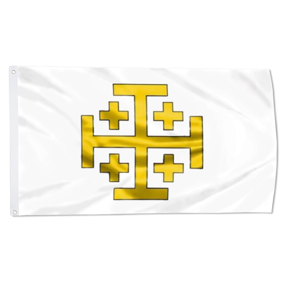 Amazon.com: Kingdom of Jerusalem Flag 3x5 Ft - UV Fade Resistant Double ...