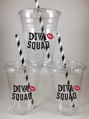 Amazon.com: Diva Squad Party Cups Disposable Birthday Set of 12 with ...