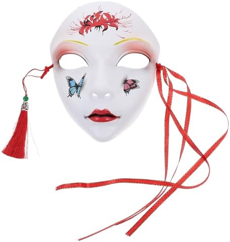 Amazon.com: pp supm Ancient Style Mask Full Face Mask for Woman Japanese Kabuki Kitsune Masks ...