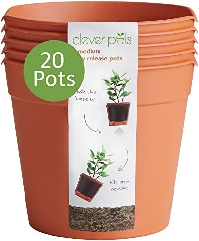 Clever Pots Easy Release Plastic Plant Pots, 20 x Medium Outdoor or ...