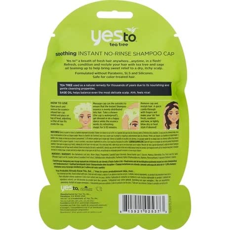 6 unidades Yes To Tea Tree Shampoo Cap, sin enjuague, instantáneo ...