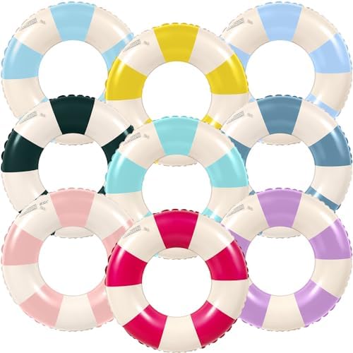 Lenwen 9 Pcs Classic Striped Pool Inner Tubes Pool Tubes with Fun ...