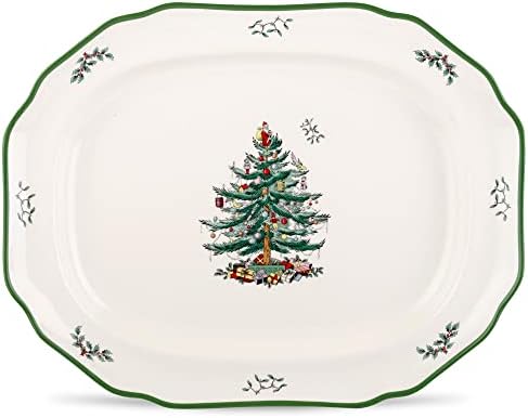 Amazon.com | Fine Ceramic Hand Painted Christmas Holidays Green Holly ...
