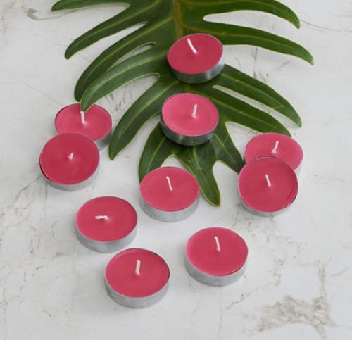 Candor™ - Premium Wax Pink Tealight Candles | Round Shaped | Rose ...