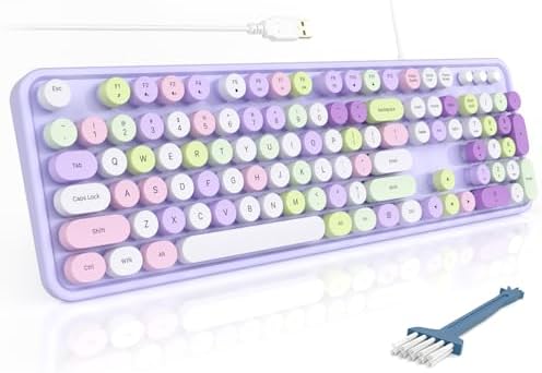 Amazon.com: MOFII Colorful Computer Keyboard Wired, Cute Full Size ...