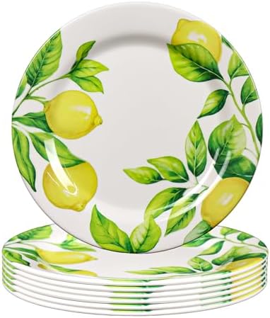 Amazon.com | MEYREMUI 6-Piece Melamine Lemon Plates Set, 9" Unbreakable ...