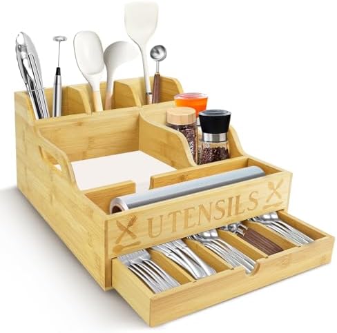 Amazon.com: Suli Extra Large Kitchen Utensils Holder with 4 ...