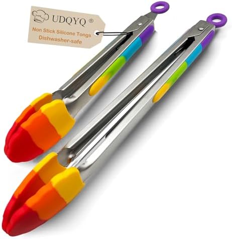 Kitchen Silicone Tip Tongs - Stainless Steel Locking, Heat Resistant ...