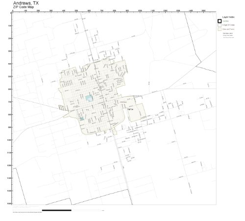Amazon.com : ZIP Code Wall Map of Andrews, TX ZIP Code Map Not ...