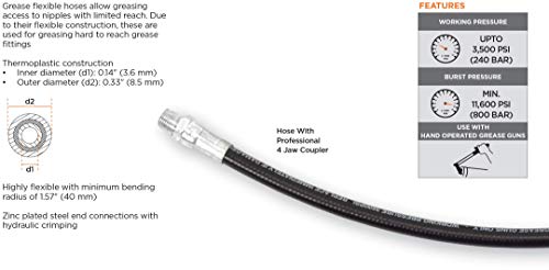 Snapklik.com : PROLUBE 12-inch Grease Gun Hose