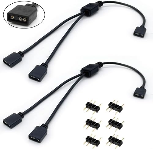 BULIK 5V 3Pin RGB Fan Splitter,5V 3Pin Addressable RGB 1 to 2 Female to ...