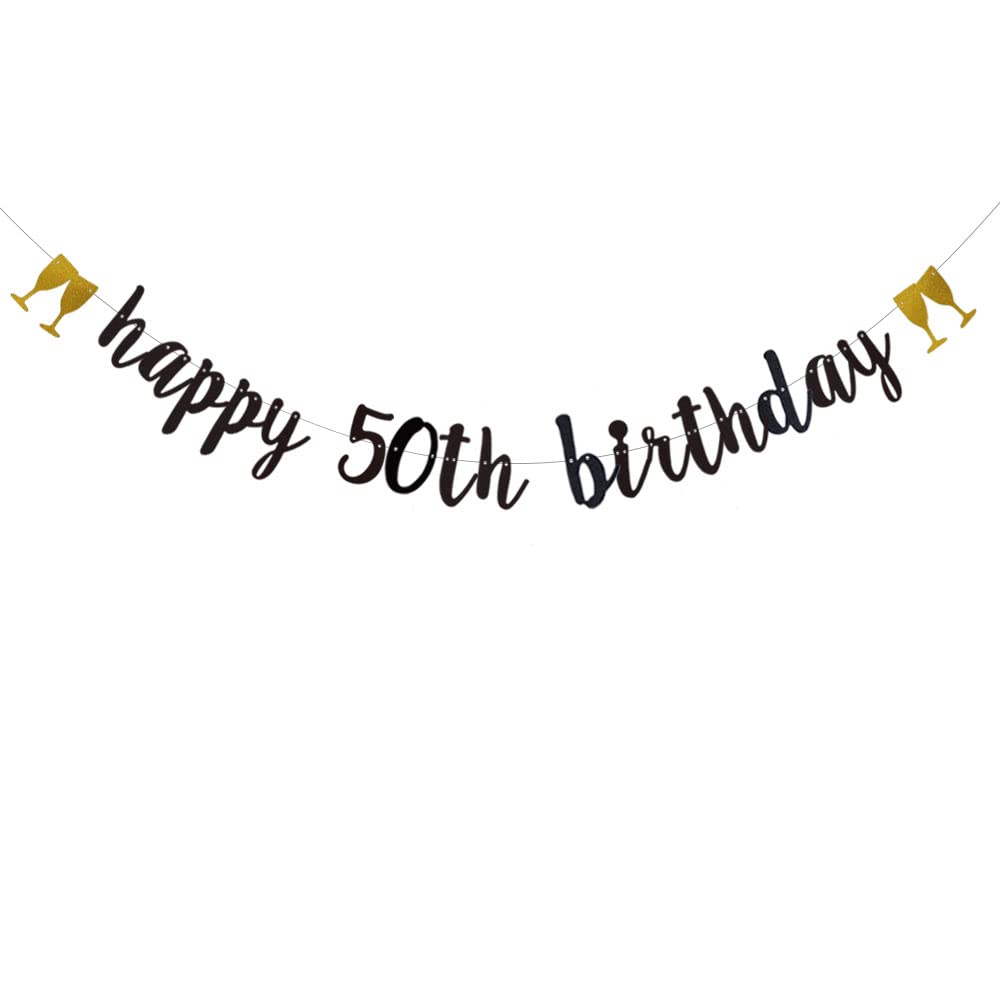 Amazon.com: Happy 50th Birthday Banner,Pre-Strung, 50TH Birthday Party ...