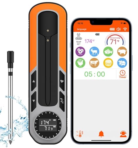 500FT Truly Wireless Smart Meat Thermometer, Bluetooth Meat Thermometer ...