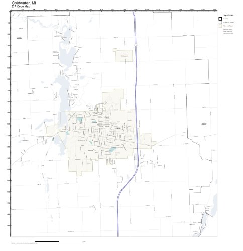 Amazon.com : ZIP Code Wall Map of Coldwater, MI ZIP Code Map Not ...