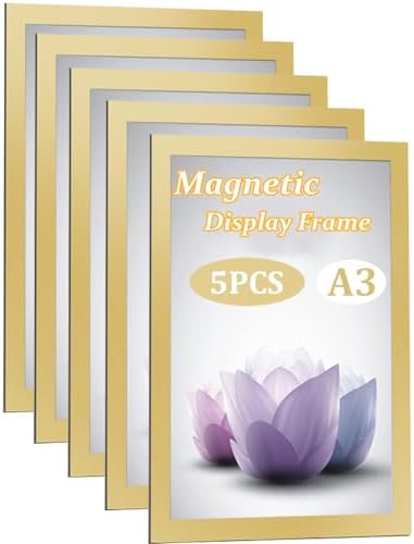 Niciksty 5 Pack A3 Self Adhesive Magnetic Display Frame, A3 Magnetic ...