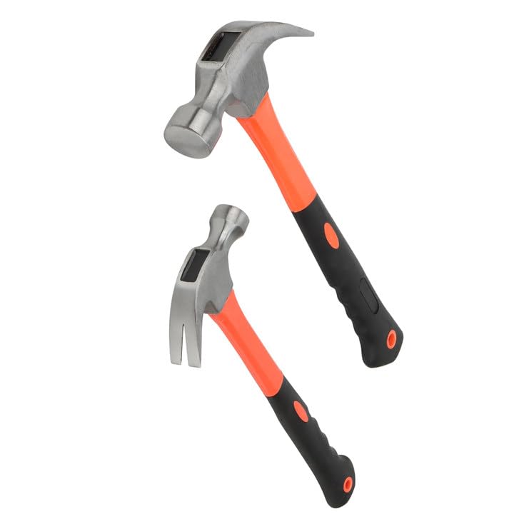 KEILEOHO 2 PCS 2 Sizes Claw Hammer Set, 8oz 24oz Steel Hammer with Non ...