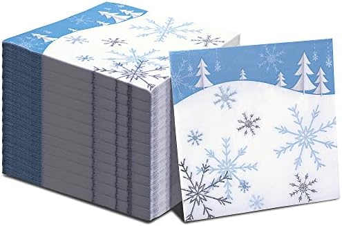 Amazon.com: 100 Christmas Snowflake Cocktail Beverage Napkins Holiday ...