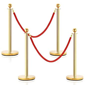 Goplus 4Pcs Stainless Steel Stanchion Posts Queue Pole Retractable 2 ...
