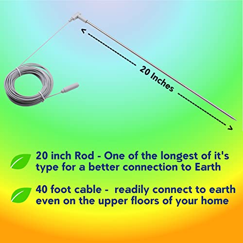 Grounding Rod, 20 inches Long with 40ft Cable for All Earth Connected ...